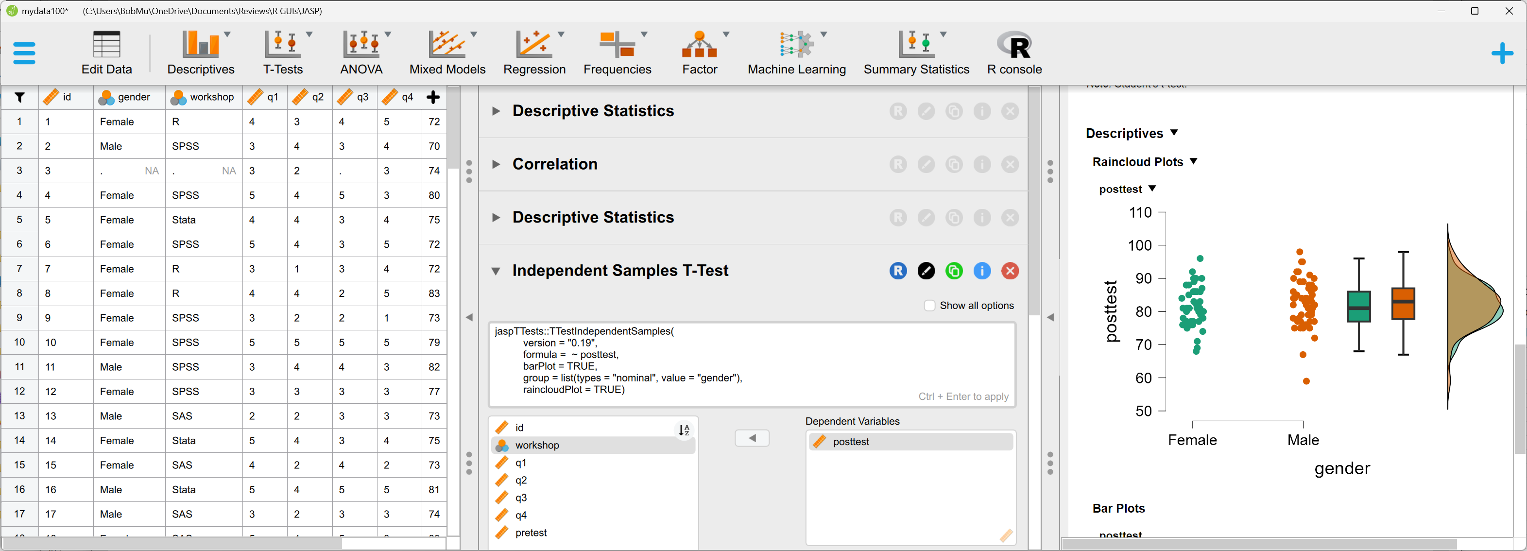 A Comparative Review of the JASP Statistical Software | r4stats.com
